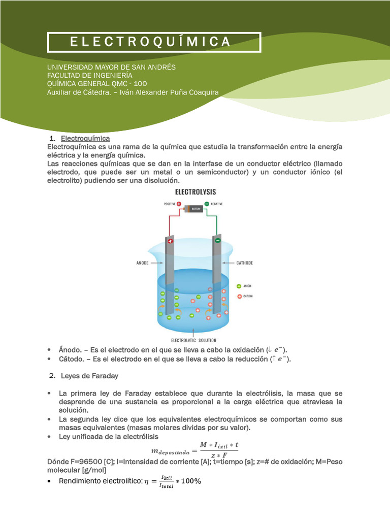 Formulario Electroquímica | PDF