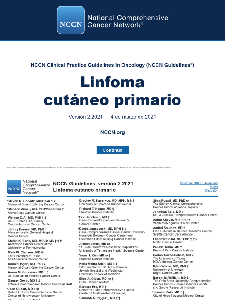 Linfoma Cutaneo Prim - NCCN Español 2022 | PDF | Anticuerpo | Célula B