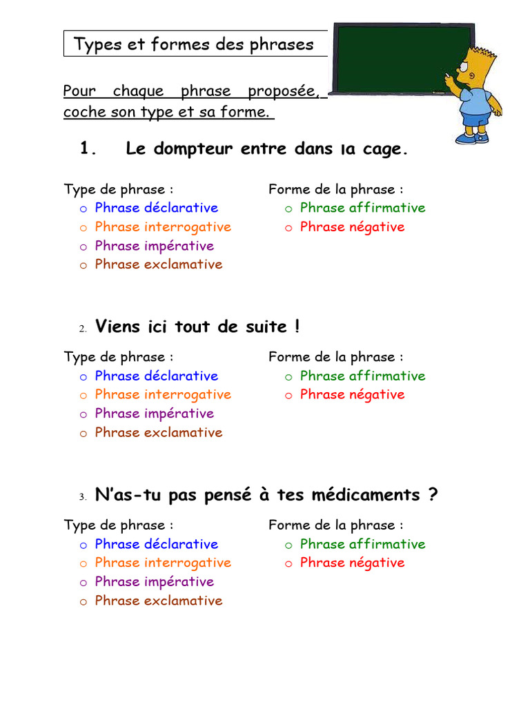 Types Et Formes Des Phrases | PDF | Phrase | Grammaire