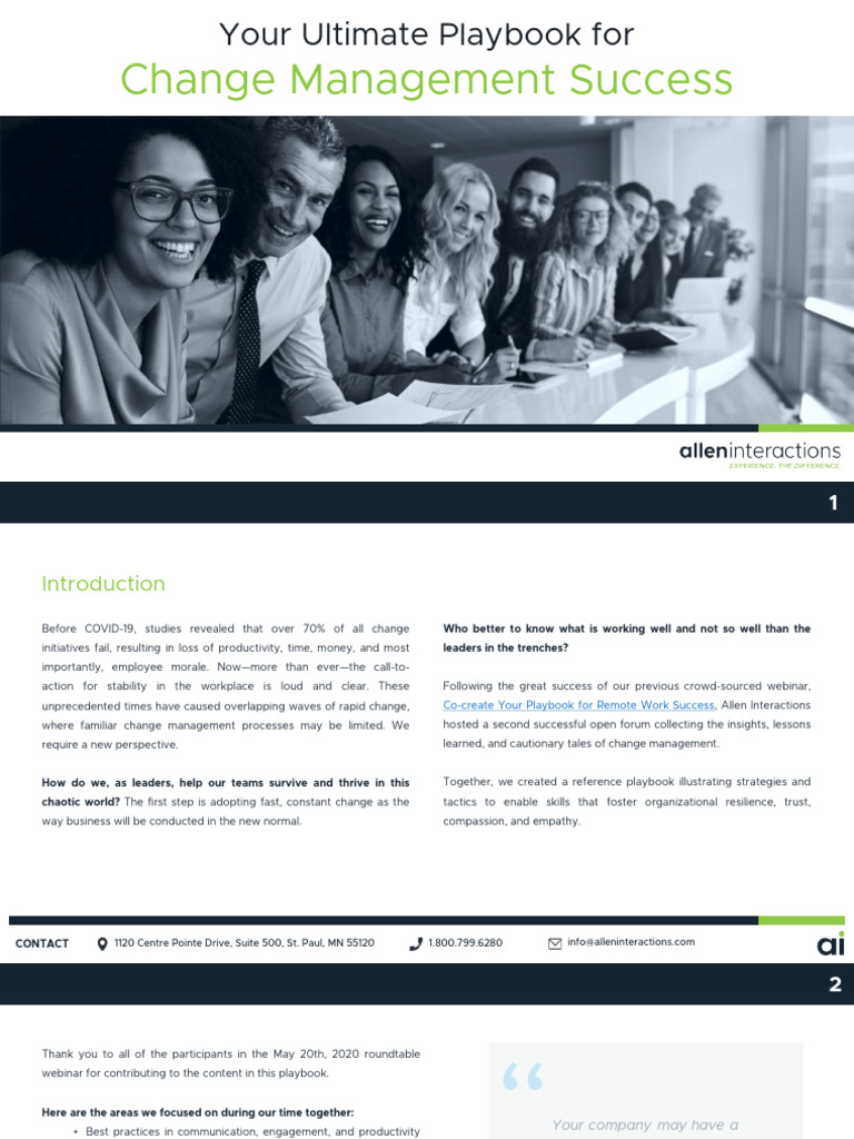 Change Management Playbook Guide | PDF | Change Management | Leadership
