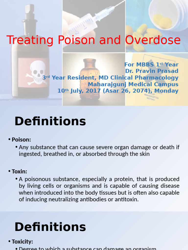 Poison Treatment Guidelines for MBBS Students | PDF | Drug Overdose ...