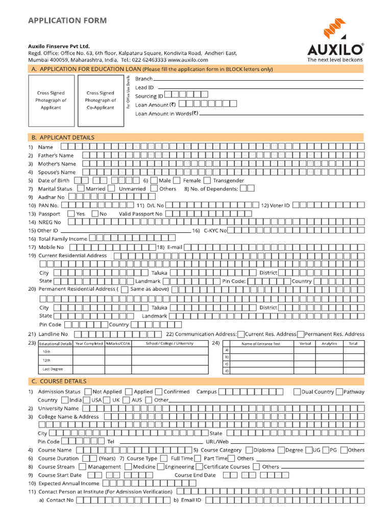 Student Education Loan Application Form | PDF