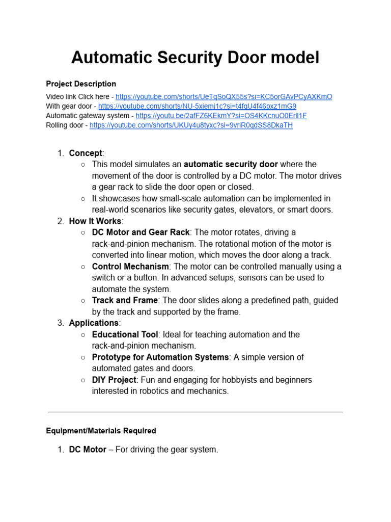 Automatic Security Door model (1) | PDF