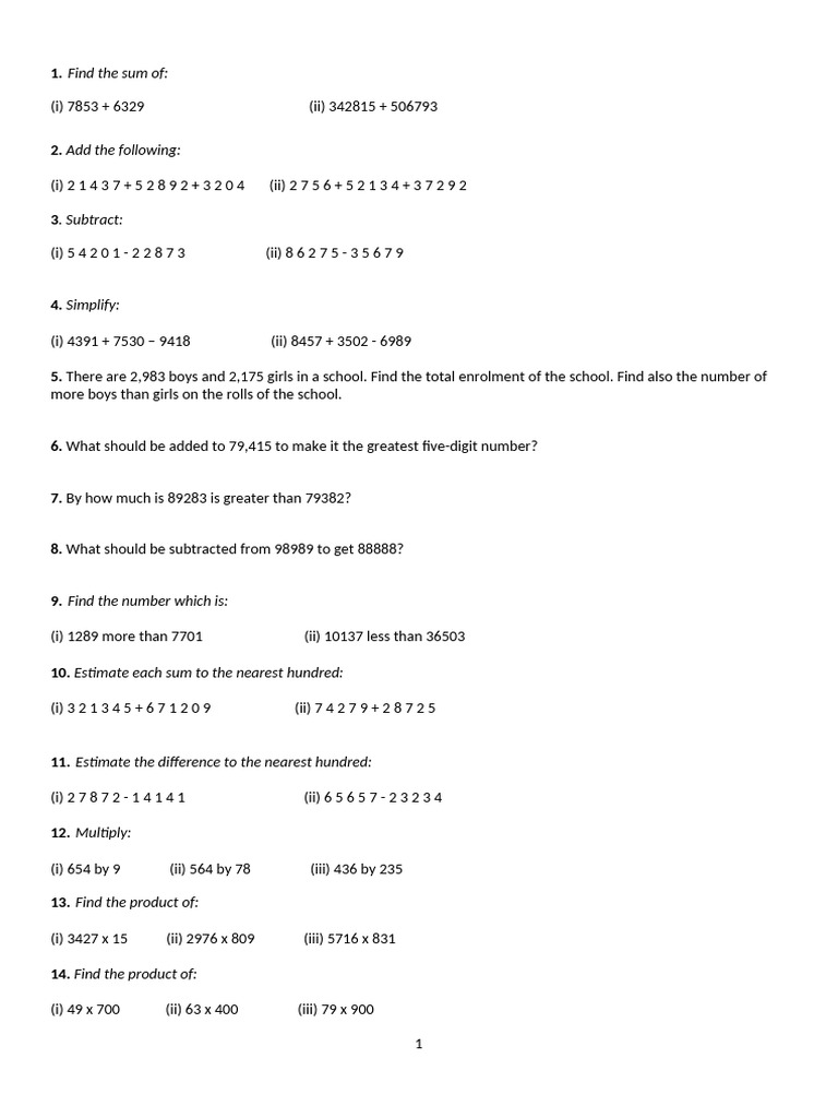 Math Exercises for Students | PDF