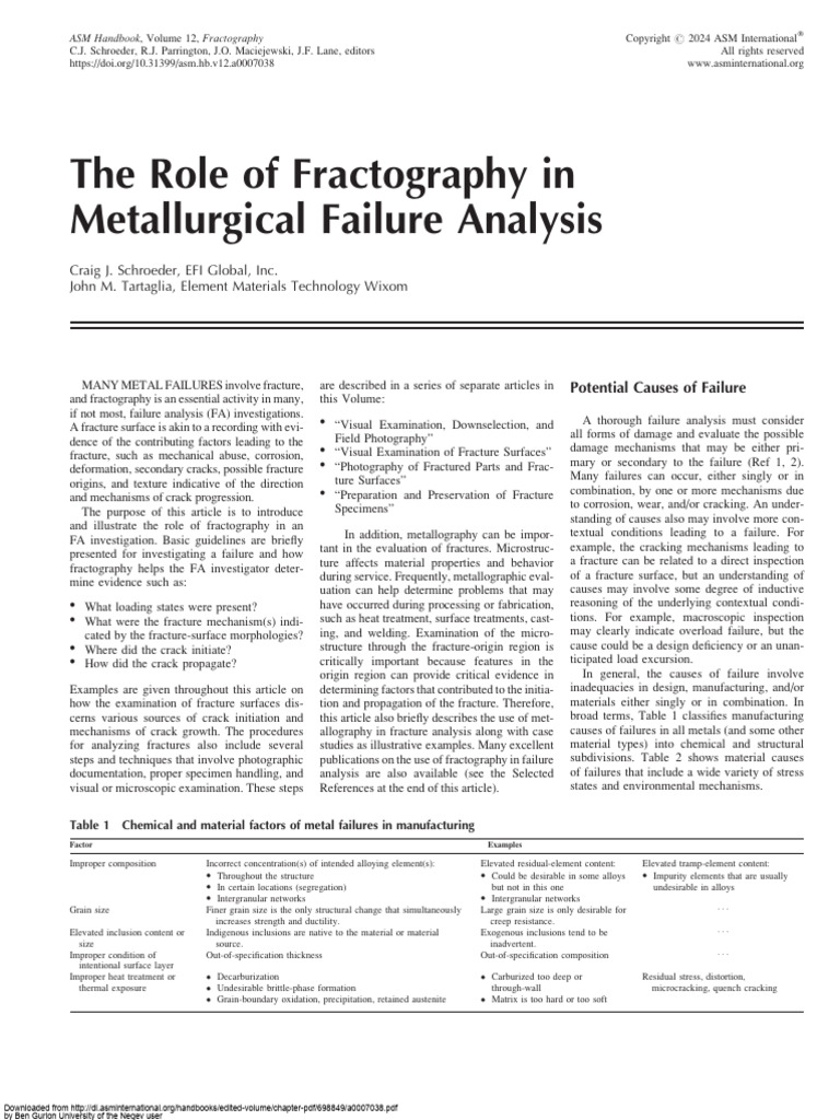 05 The Role of Fractography in Metallurgical Failure Analysis | PDF ...