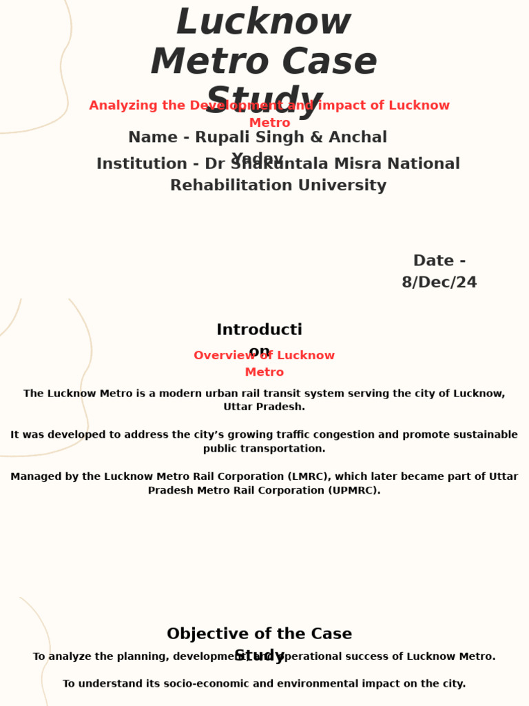 Lucknow Metro Case Study | PDF | Transport | Rapid Transit