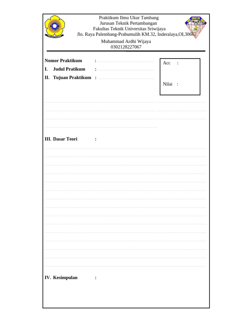 Format Laporan IUT Ardhi | PDF