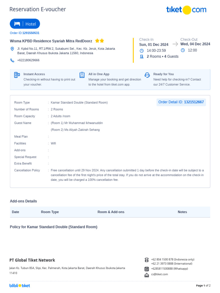 E Voucher Hotel EN 1291550531 | PDF | Service Industries | Payments
