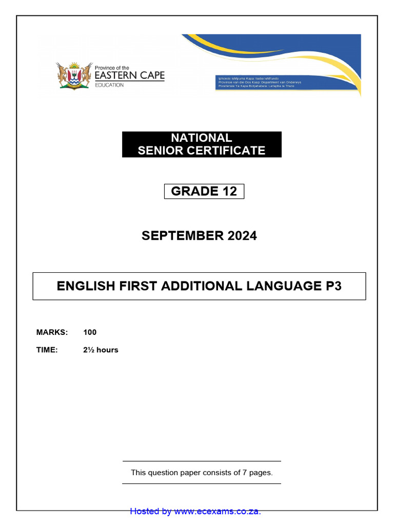 ENGlish FAL P3 GR12 QP SEPT 2024 - Watermark | PDF | English Language ...