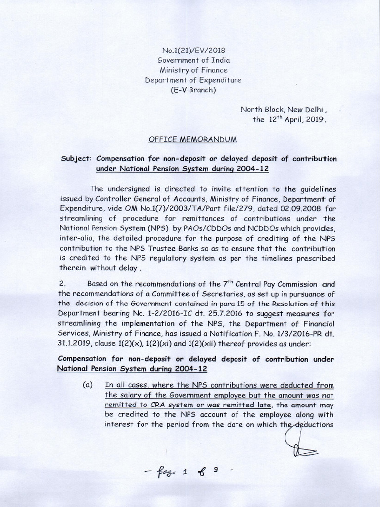 Instructions On Comensation For Delay in Remitting Nps Contributions by ...