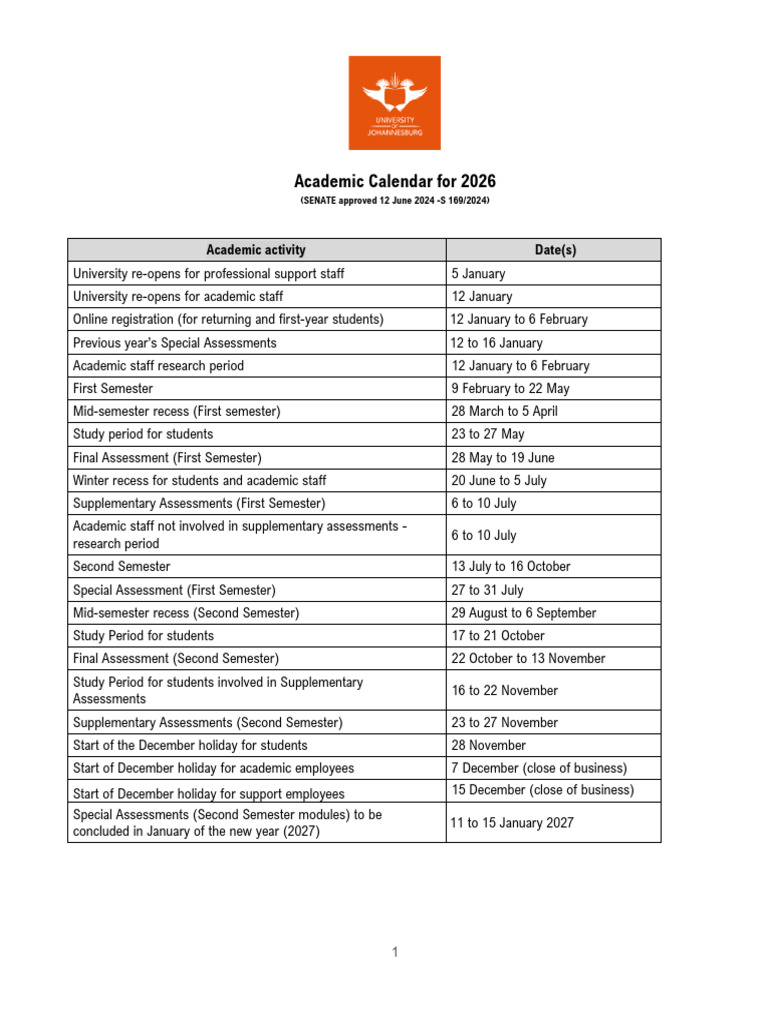 University Academic Calendar 2026 | PDF | Academic Term | Public Holiday