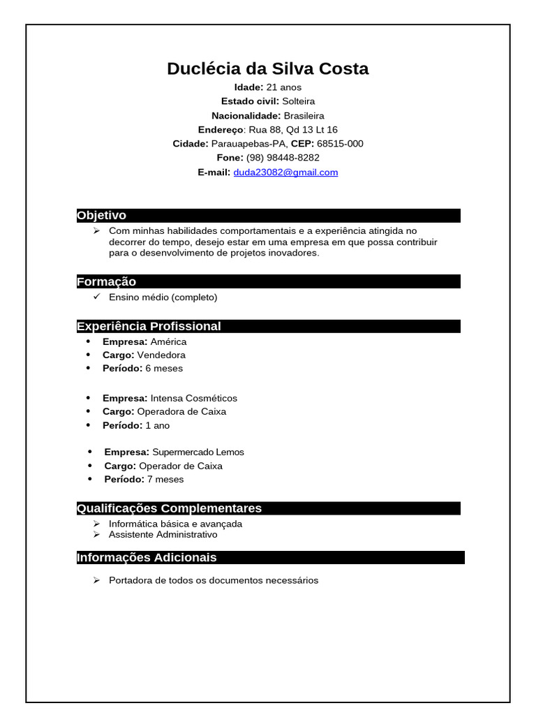 Currículo Amanda | PDF