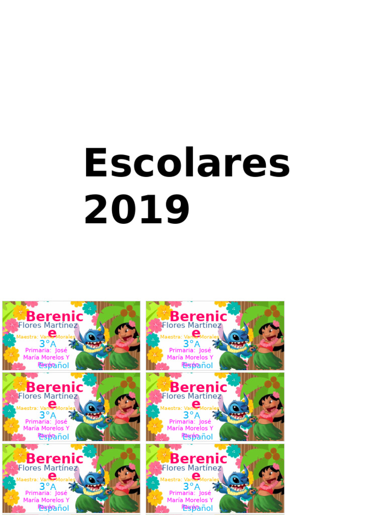 Escolares Lilo - Stitch 2019 | PDF