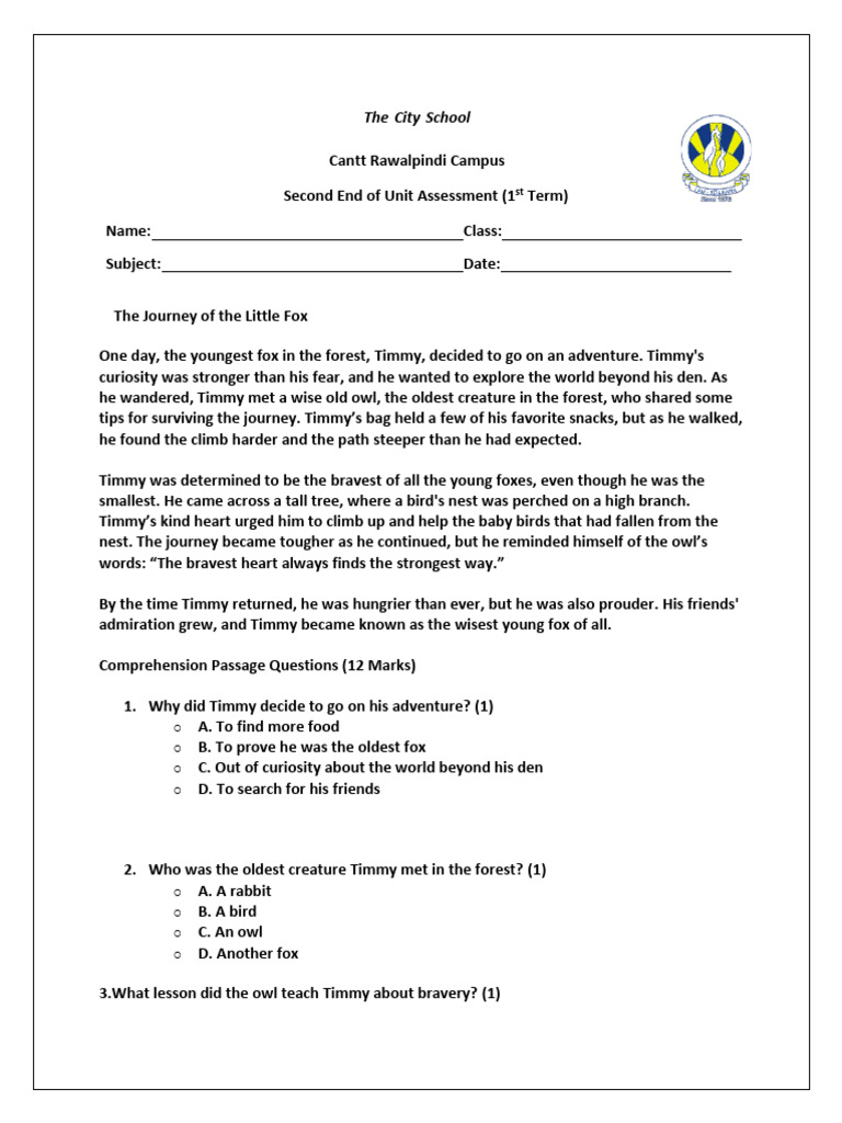 First End of Unit Assessment Grade 3 | PDF | Linguistics | Linguistic ...