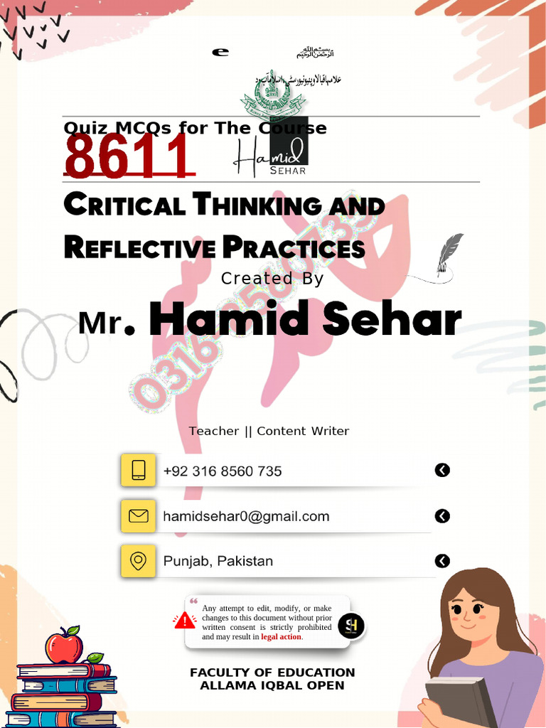 Quiz (8611) - by MR Hamid Sehar | PDF | Educational Assessment | Critical Thinking