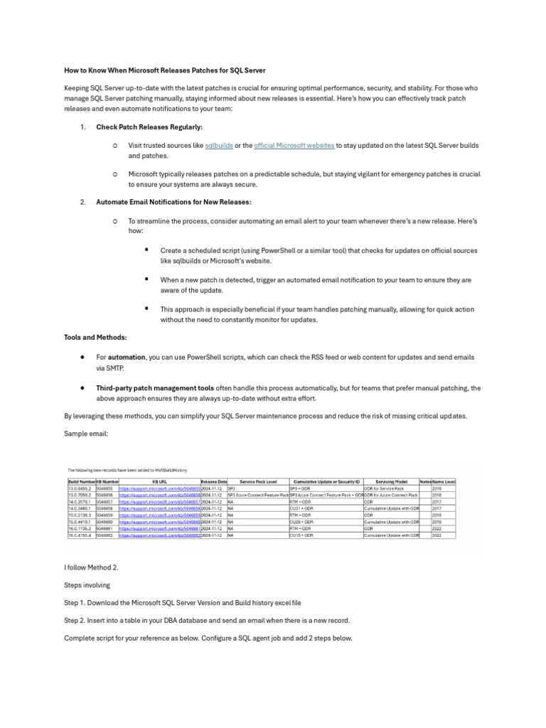 How to Know When Microsoft Releases Patches for SQL Server 1732038323 | PDF | Microsoft Sql ...