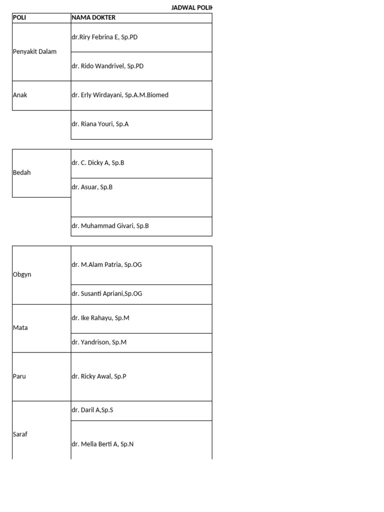 Jadwal poli 2023.xlsx OK | PDF