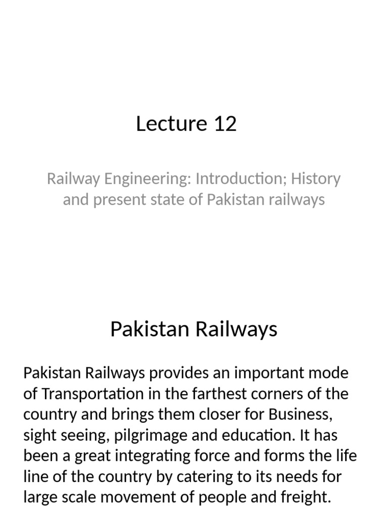 Lecture 12 _ Introduction to Railway Engineering | PDF | Karachi | Pakistan