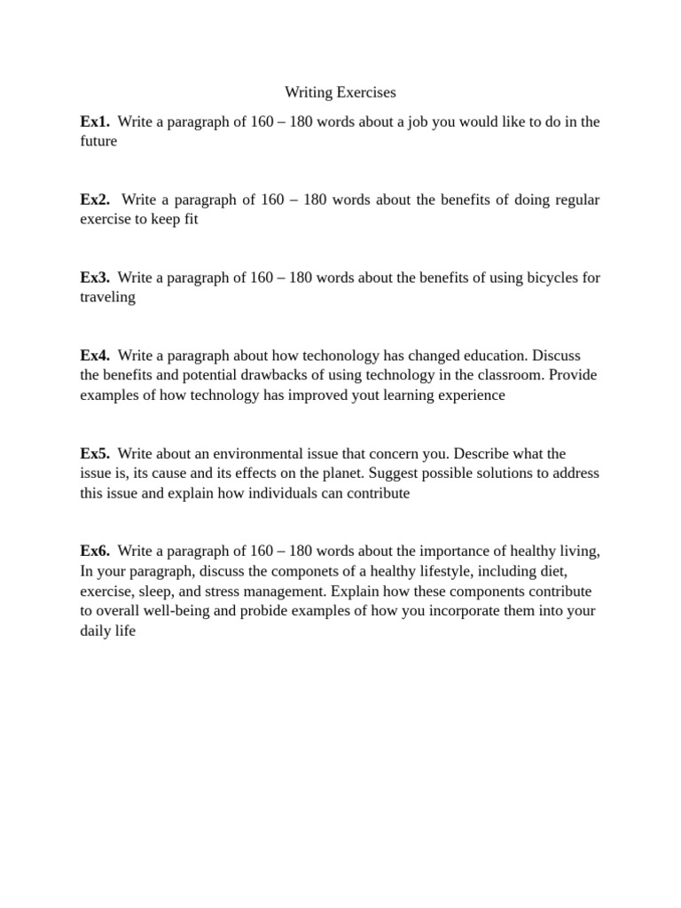 Writing Exercises | PDF