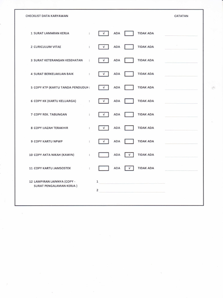 (2025) Contoh Kelengkapan Map Personil 2025 | PDF