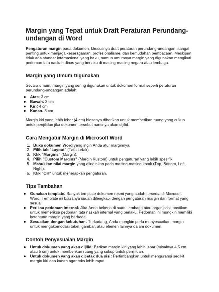 Margin Yang Benar Dalam Mengetik Draft Peraturan... | PDF