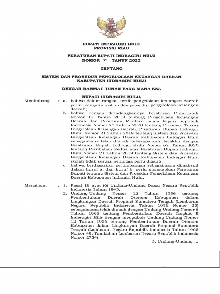Perbup No 51 Tahun 2022 Sisdur 2023 | PDF