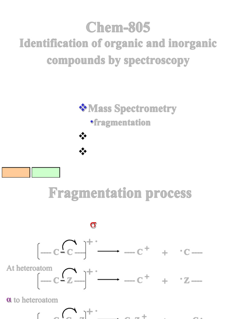 Mass Fragmentation Pattern | PDF | Physical Sciences | Physical Chemistry