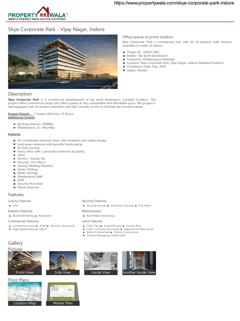 Skye Corporate Park Indore.J543511902 | PDF | Buildings And Structures