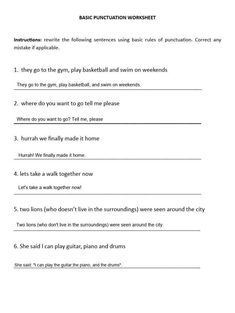 Basic Punctuation WS - CLEAN 1 | PDF