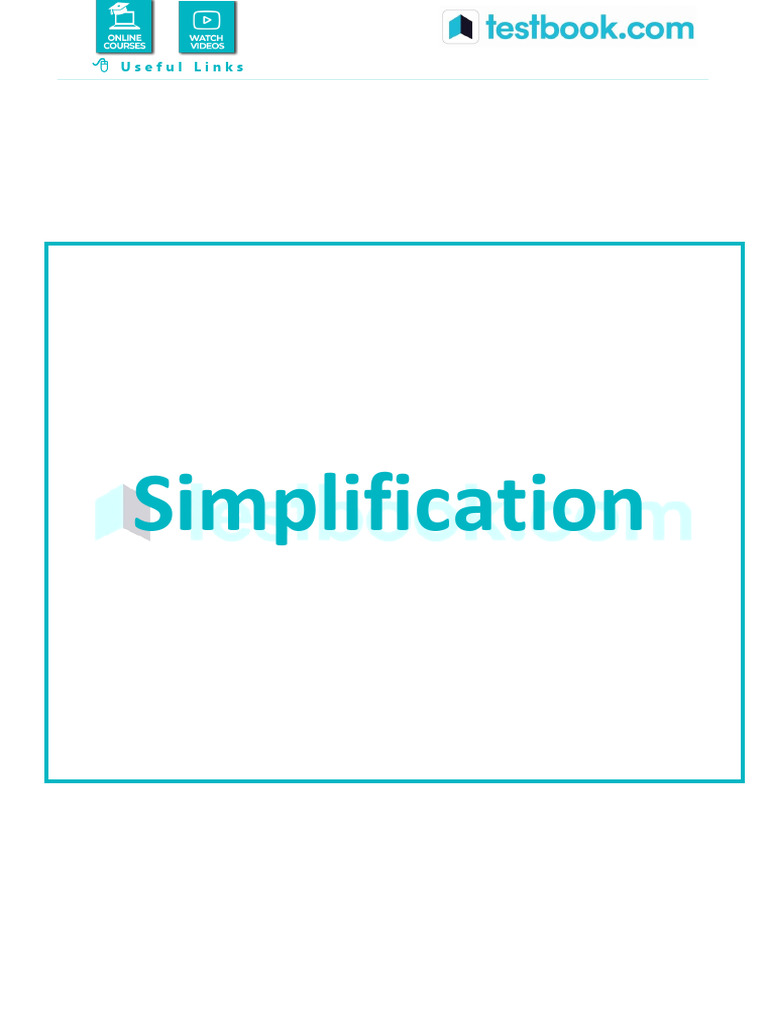 Simplification - Question Bank | PDF