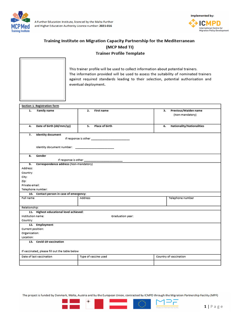 Trainer Profile Form - PDF | PDF