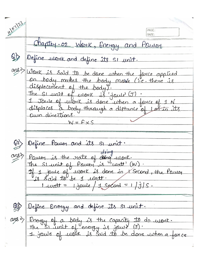 Work Energy - Notes | PDF