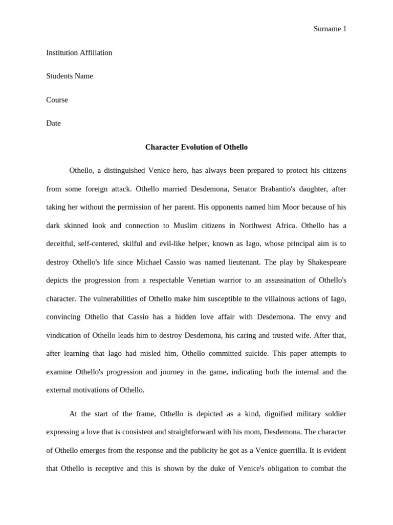 Character Evolution of Othello | PDF | Othello | Iago