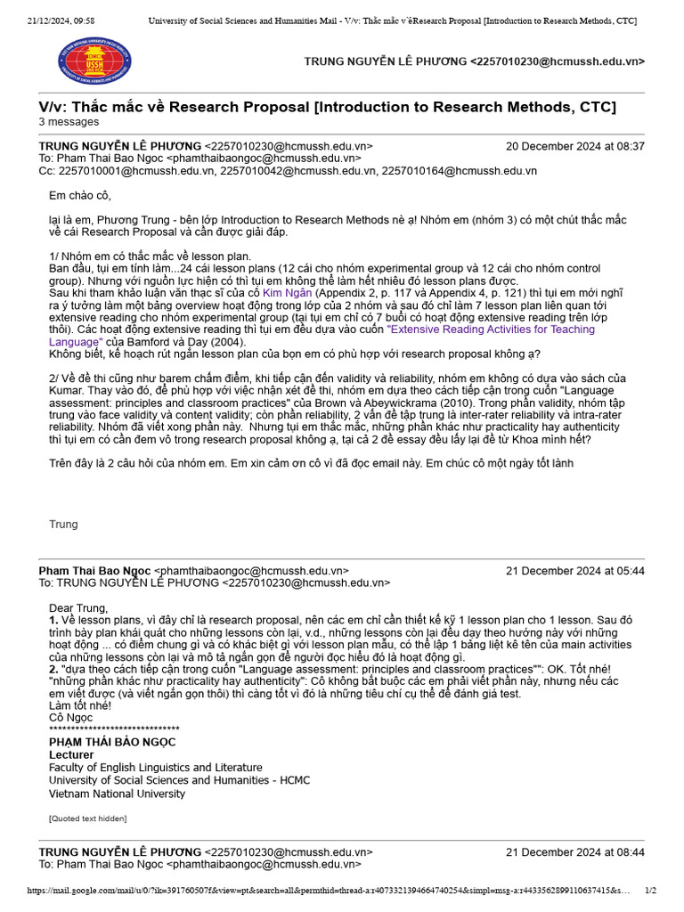 University of Social Sciences and Humanities Mail V - v - Thắc mắc về ...