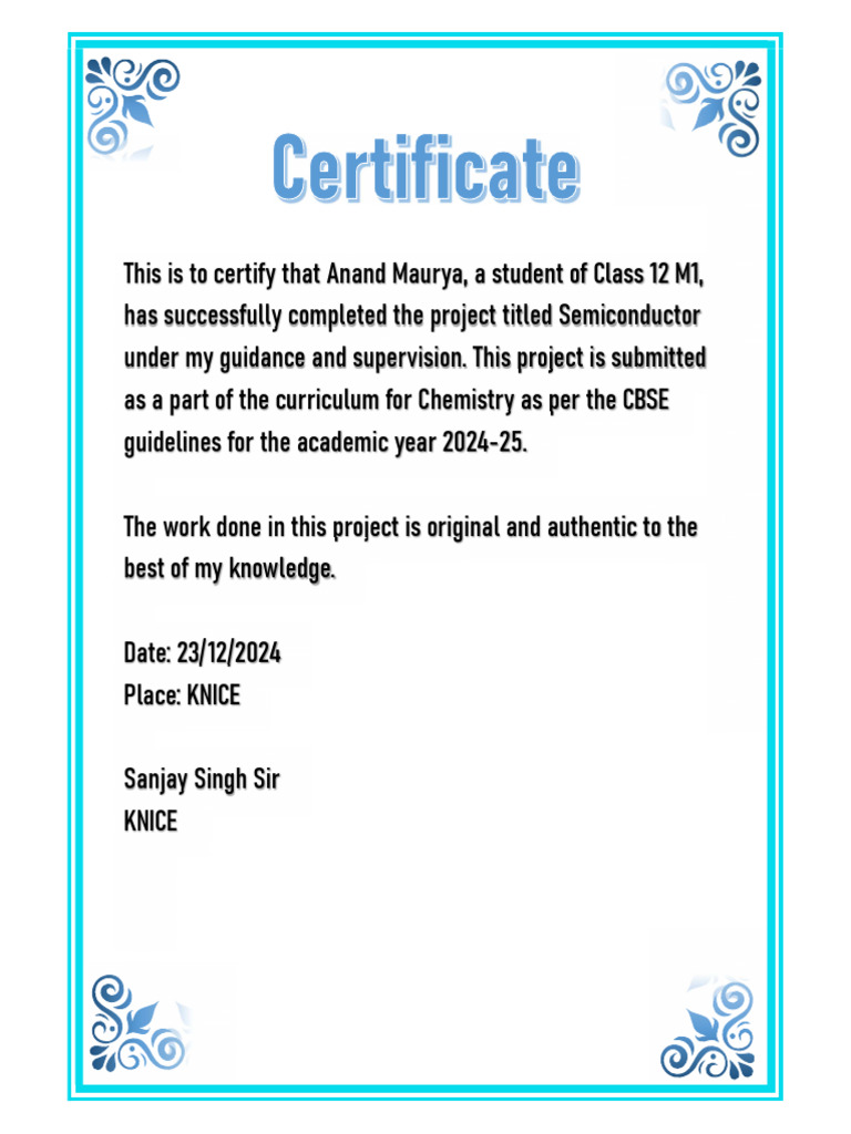 Certificate Anand Phy | PDF