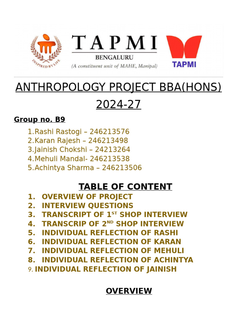Anthropology Project Bba-1 | PDF | Traditions