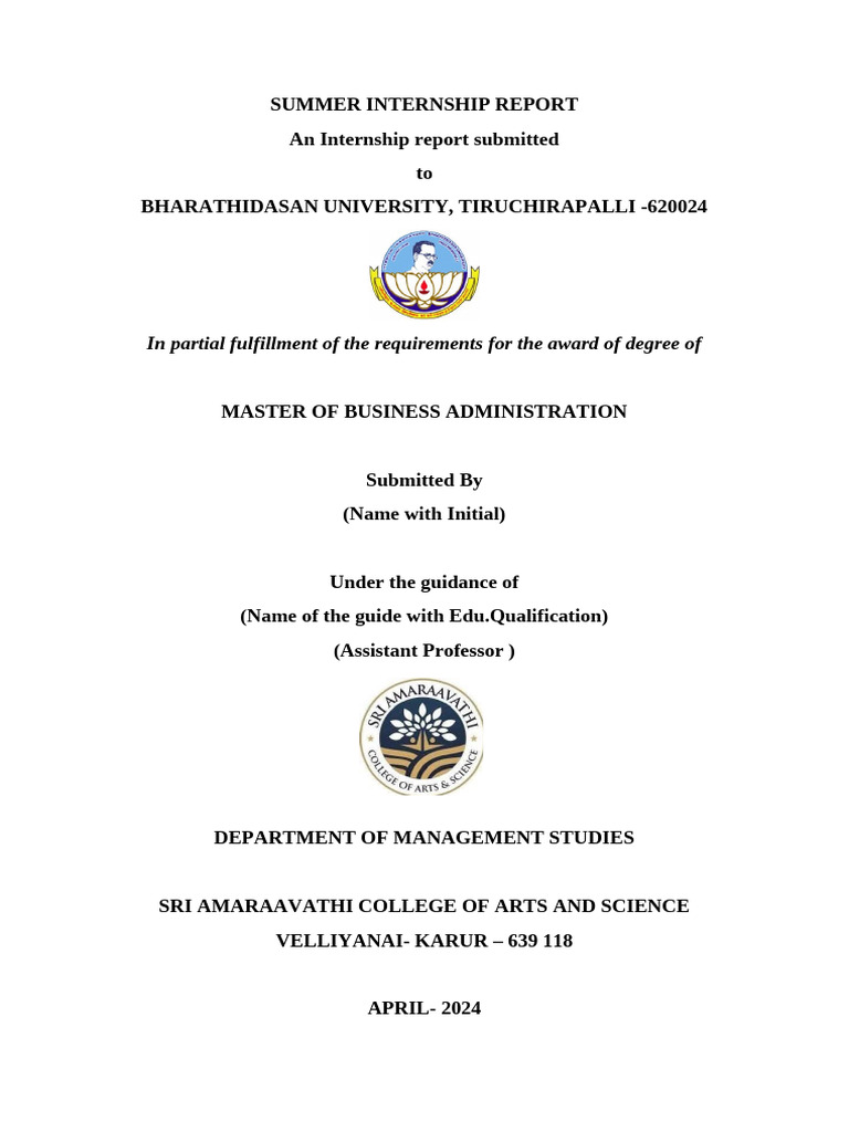 1 Mba - Summer Internship Report | PDF