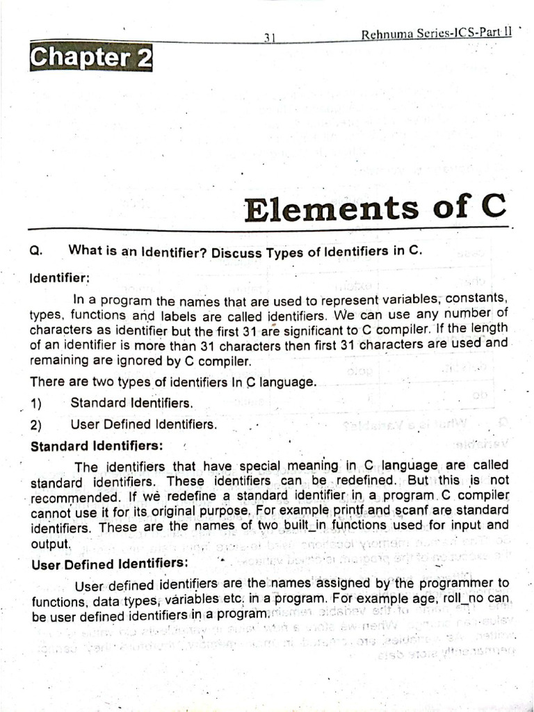 Elements of C (Chapter No 9) | PDF