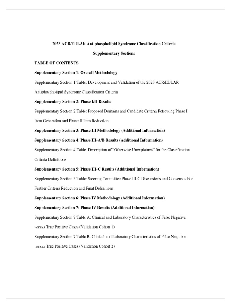 2023 ACREULAR Antiphospholipid Syndrome Classification Criteria ...