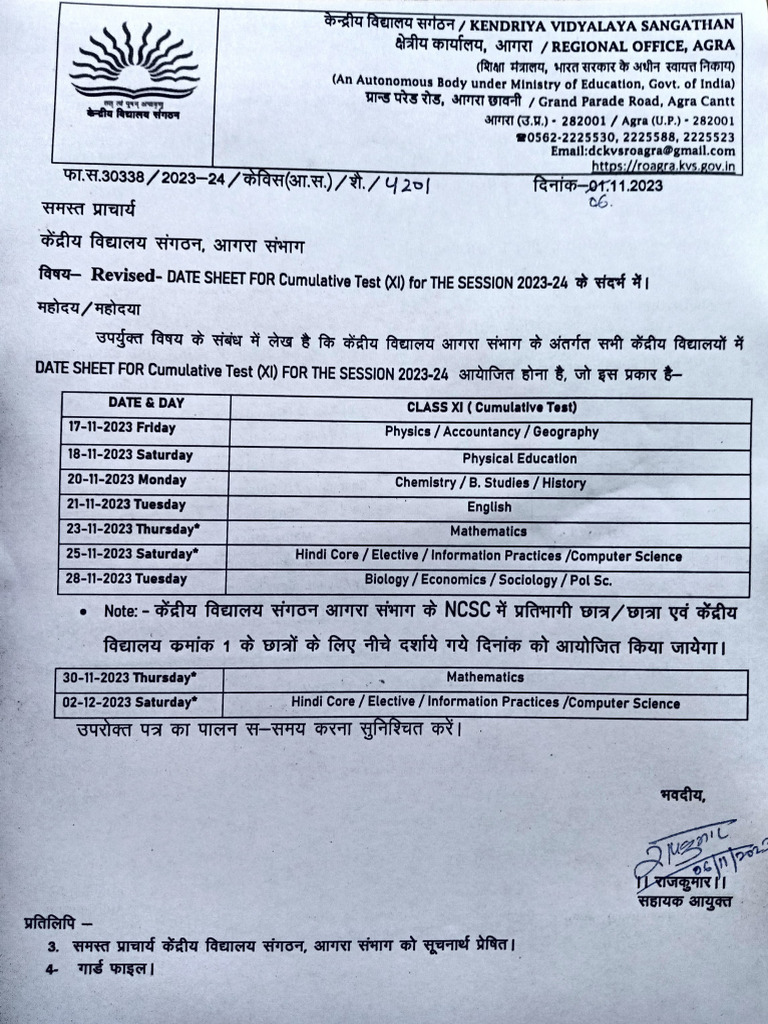 date sheet class xi | PDF