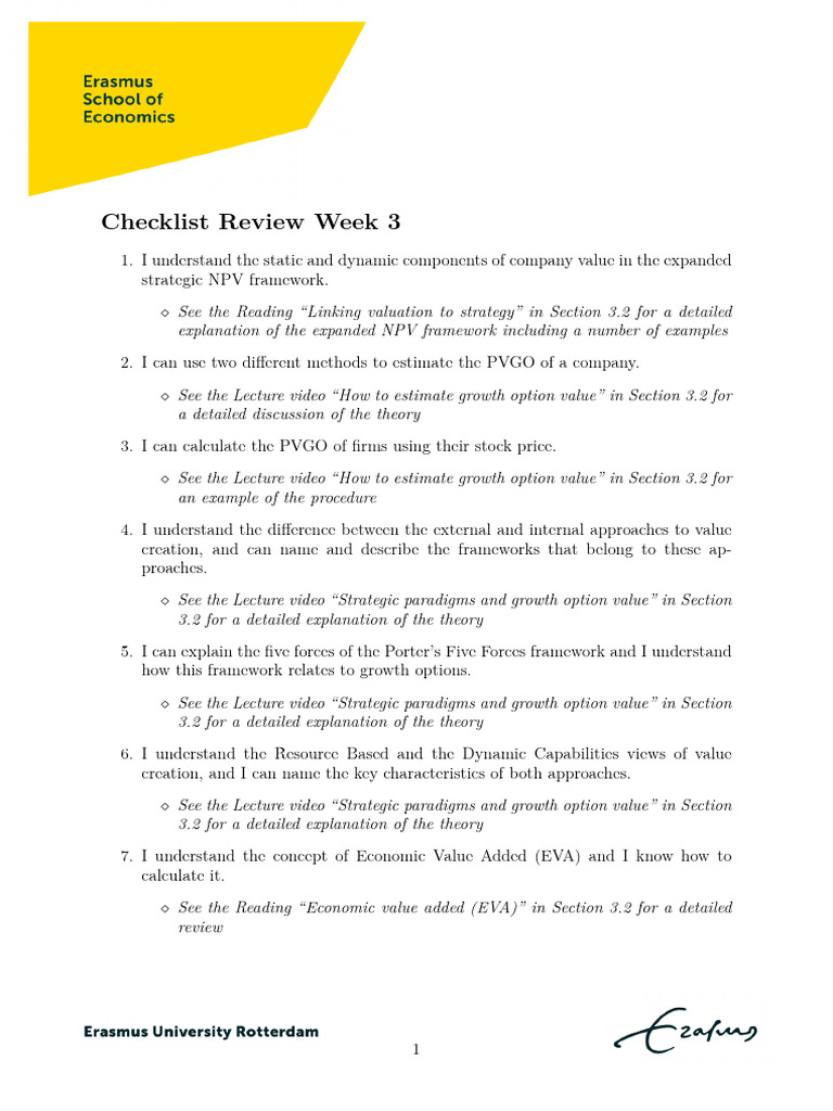 Checklist_week3 | PDF