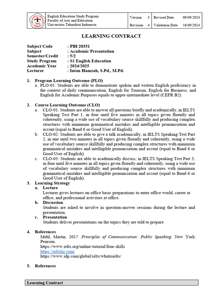 LC Academic Presentation - PBI OBE | PDF | International English ...