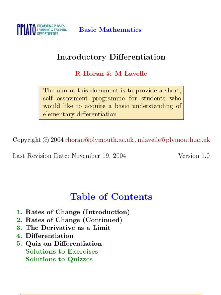 Introduction - To - Differentiation Telegram Notes | PDF | Derivative ...
