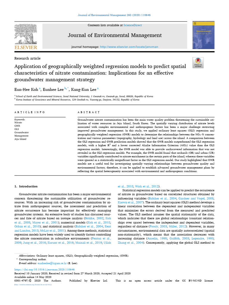 Application of Geographically Weighted Regression Models to Predict Spatial Characteristics of ...