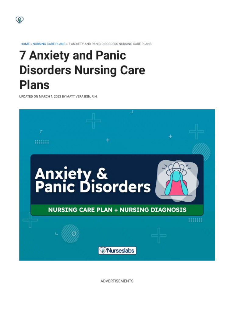 7 Nursing Care Plans for Anxiety Disorders | PDF | Anxiety | Mental ...