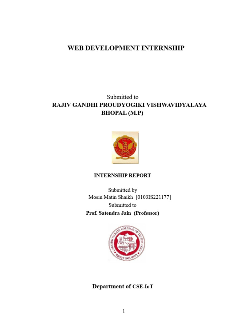 Mosin Shaikh Intern Reports | PDF | Web Development | World Wide Web