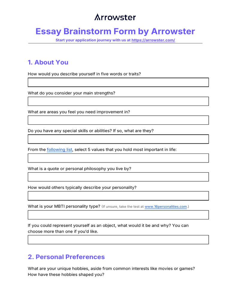 Essay Brainstorming Guide | PDF | Cognition | Psychological Concepts