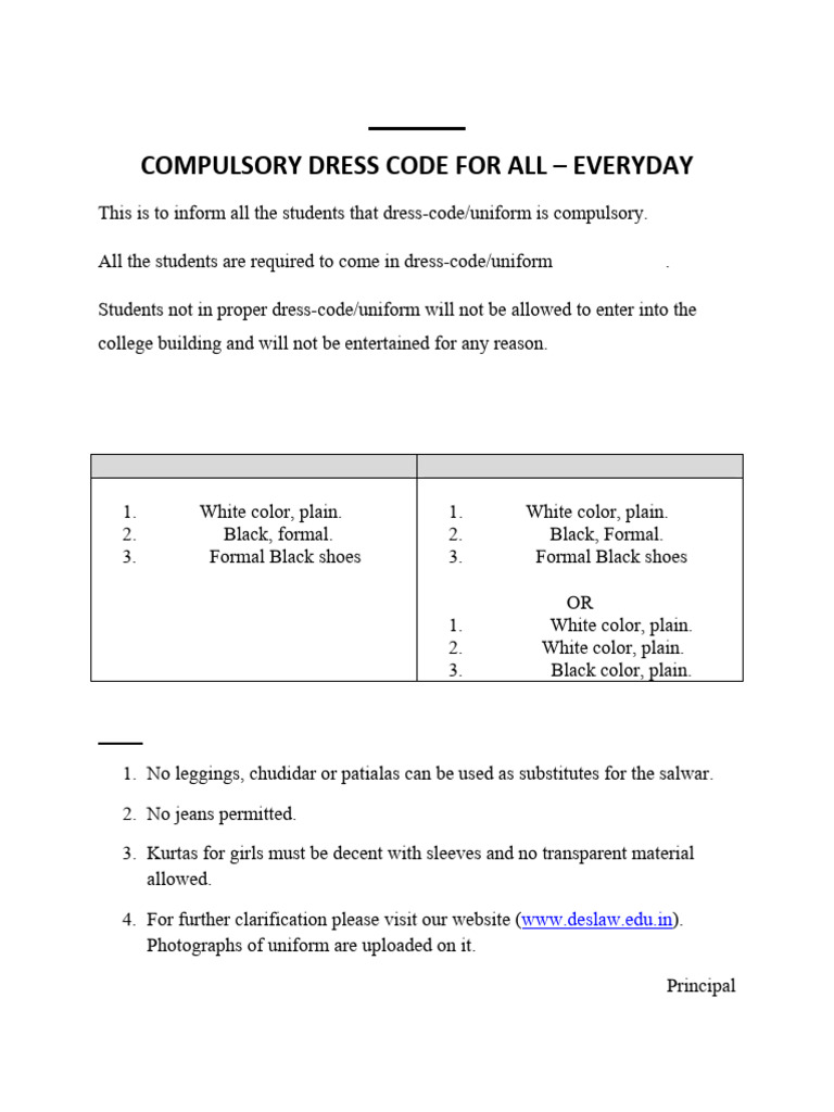 Winter Uniform Dress Code Notice | PDF