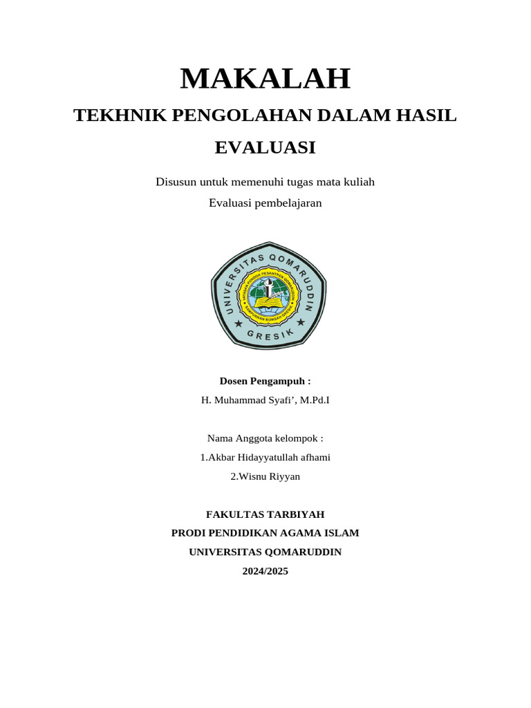 Makalah Evaluasi Hasil Pembelajaran Pai | PDF