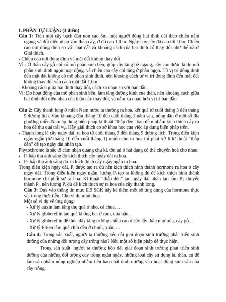 sinh cuối hki 2 | PDF